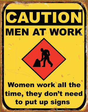 CAUTION MEN AT WORK RETRO TIN SIGN